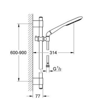 Grohe, Rainshower Icon zuhanygarnitúra 900 mm-es zuhanyrúddal, 1750 mm ...