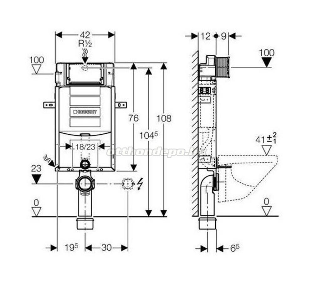 Geberit, Kombifix Basic fali WC tartály 110.100.001 - Otthon Depo Webáruház